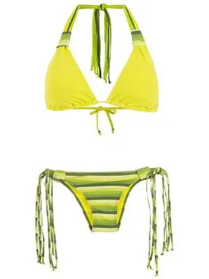AMIR SLAMA Striped Bikini Set - Green