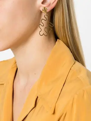 AMIR SLAMA Floral Appliqué Asymmetric Earrings