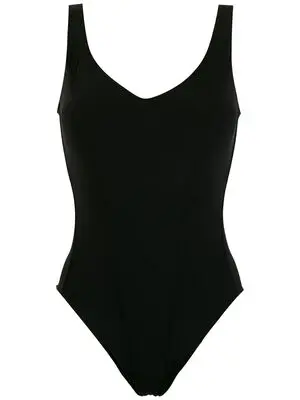 AMIR SLAMA V-neck Open-back One Piece Swimsuit - Black