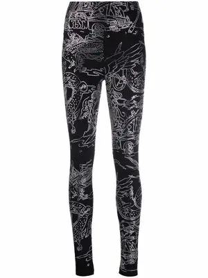 Philipp Plein Tattoo-print Embellished Leggings