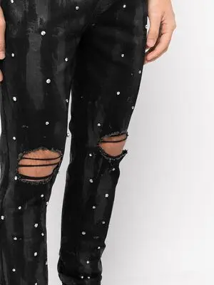 GOD'S MASTERFUL CHILDREN Harley Distressed Wax-appliqué Jeans