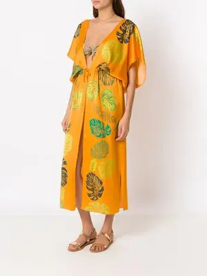 AMIR SLAMA Palm Leaf-print Beach Dress