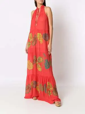AMIR SLAMA Palm Leaf Print Maxi Dress