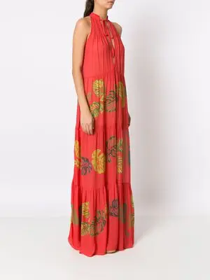 AMIR SLAMA Palm Leaf Print Maxi Dress
