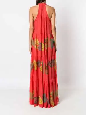 AMIR SLAMA Palm Leaf Print Maxi Dress