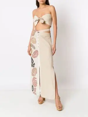 AMIR SLAMA Palm Leaf Print Crop Top
