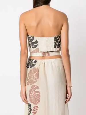 AMIR SLAMA Palm Leaf Print Crop Top