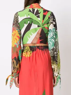 AMIR SLAMA Palm Leaf Print Shirt