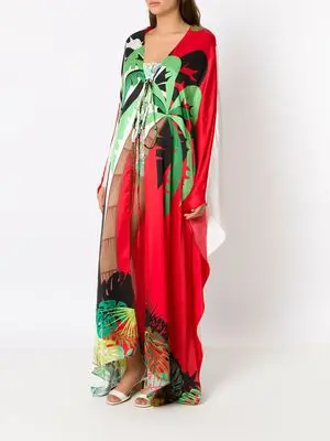 AMIR SLAMA Palm Leaf Print Beach Kaftan