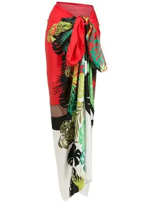 AMIR SLAMA Palm Leaf Print Pareo - Multicolour
