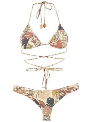 AMIR SLAMA Palm Leaf Print Bikini