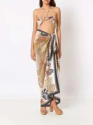 AMIR SLAMA Palm Leaf Print Pareo