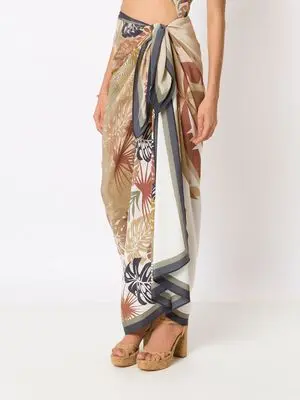 AMIR SLAMA Palm Leaf Print Pareo