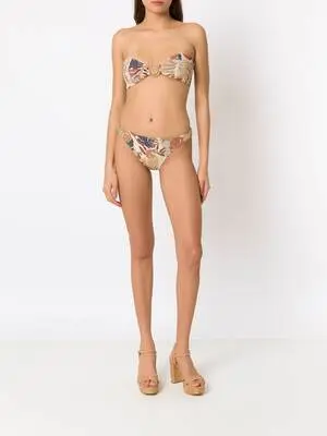AMIR SLAMA Palm Leaf Print Bikini - Neutrals