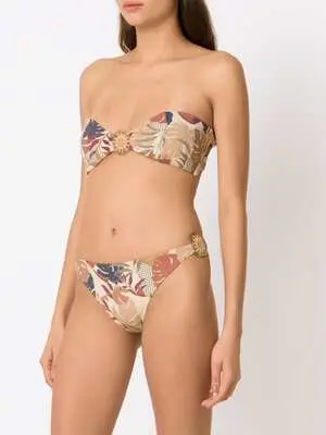 AMIR SLAMA Palm Leaf Print Bikini - Neutrals
