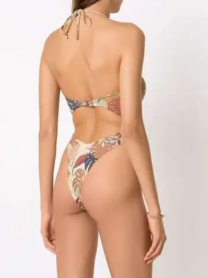 AMIR SLAMA Palm Leaf Print Swimsuit