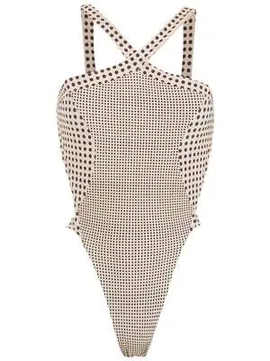 AMIR SLAMA Polka-dot Print Swimsuit - Neutrals