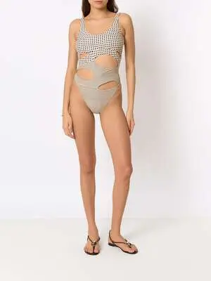 AMIR SLAMA Polka-dot Print Cutout Swimsuit