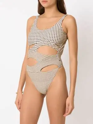 AMIR SLAMA Polka-dot Print Cutout Swimsuit