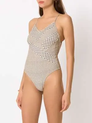 AMIR SLAMA Polka-dot Print Panelled Swimsuit