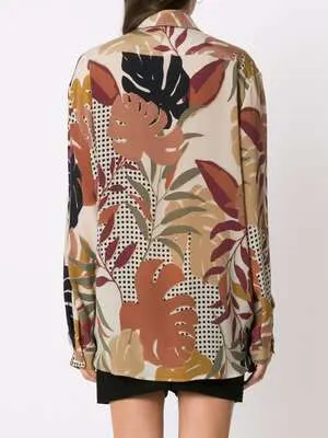 AMIR SLAMA Palm Tree Leaf Print Shirt
