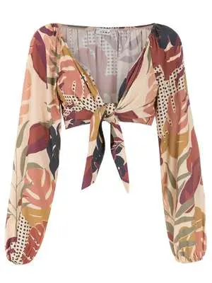 AMIR SLAMA Palm Leaf Print Blouse - Multicolour