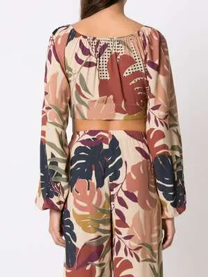AMIR SLAMA Palm Leaf Print Blouse