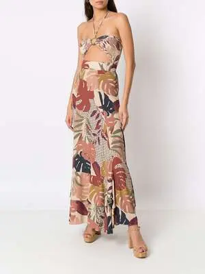 AMIR SLAMA Palm Leaf Print Maxi Skirt