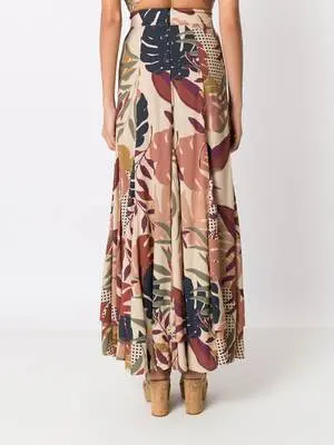 AMIR SLAMA Palm Leaf Print Maxi Skirt