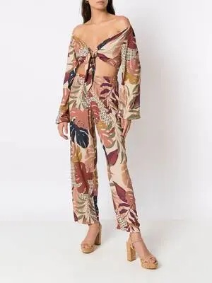 AMIR SLAMA Palm Leaf Print Trousers