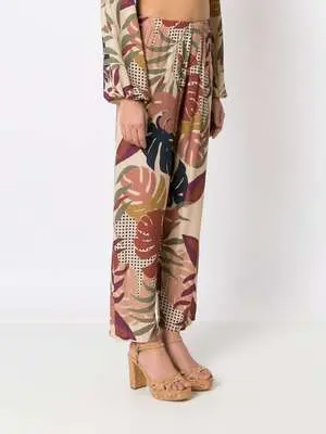 AMIR SLAMA Palm Leaf Print Trousers