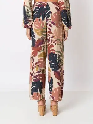 AMIR SLAMA Palm Leaf Print Trousers