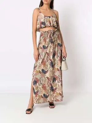 AMIR SLAMA Palm Leaf Print Maxi Skirt