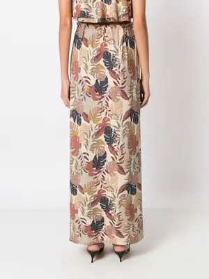 AMIR SLAMA Palm Leaf Print Maxi Skirt