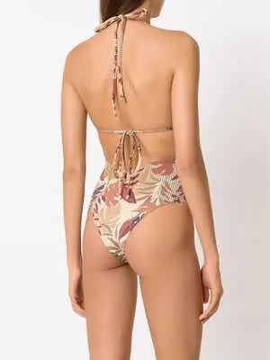 AMIR SLAMA Palm Leaf Print Swimsuit