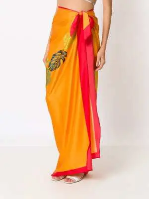 AMIR SLAMA Palm Leaf Print Pareo