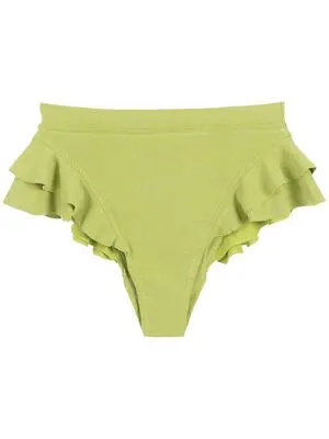 CLUBE BOSSA Ruffle-trimmed High-rise Bikini Bottom - Green