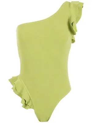 CLUBE BOSSA Ruffle-trimmed One-shoulder Swimsuit - Green