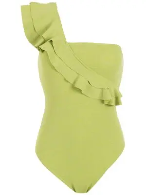 CLUBE BOSSA Ruffle-trimmed One-shoulder Swimsuit - Green