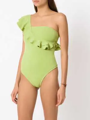 CLUBE BOSSA Ruffle-trimmed One-shoulder Swimsuit - Green