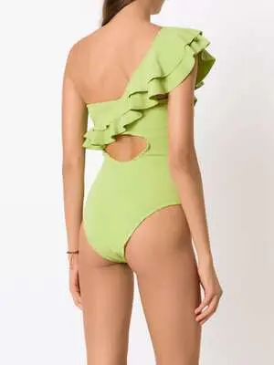 CLUBE BOSSA Ruffle-trimmed One-shoulder Swimsuit - Green