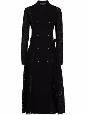 Dolce & Gabbana Cordonetto-lace Belted Coat