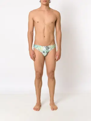 AMIR SLAMA Leaf Print Swim Briefs