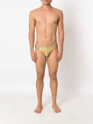 AMIR SLAMA Tropical Print Swim Briefs