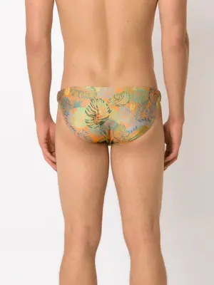 AMIR SLAMA Tropical Print Swim Briefs