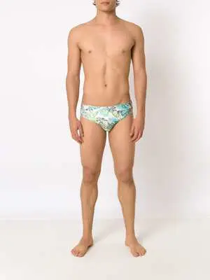 AMIR SLAMA Leaf Print Swim Briefs