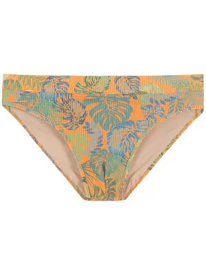 AMIR SLAMA Leaf Print Swim Briefs - Orange