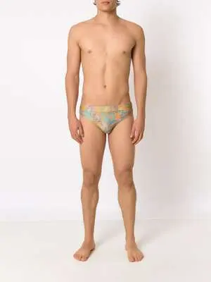 AMIR SLAMA Leaf Print Swim Briefs
