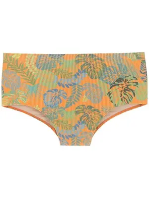 AMIR SLAMA Leaf Print Swim Briefs - Orange