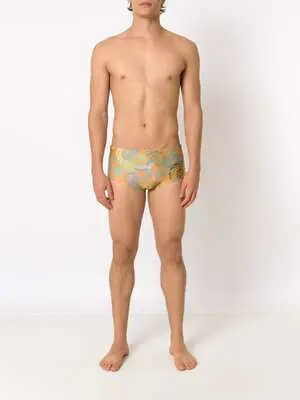 AMIR SLAMA Leaf Print Swim Briefs